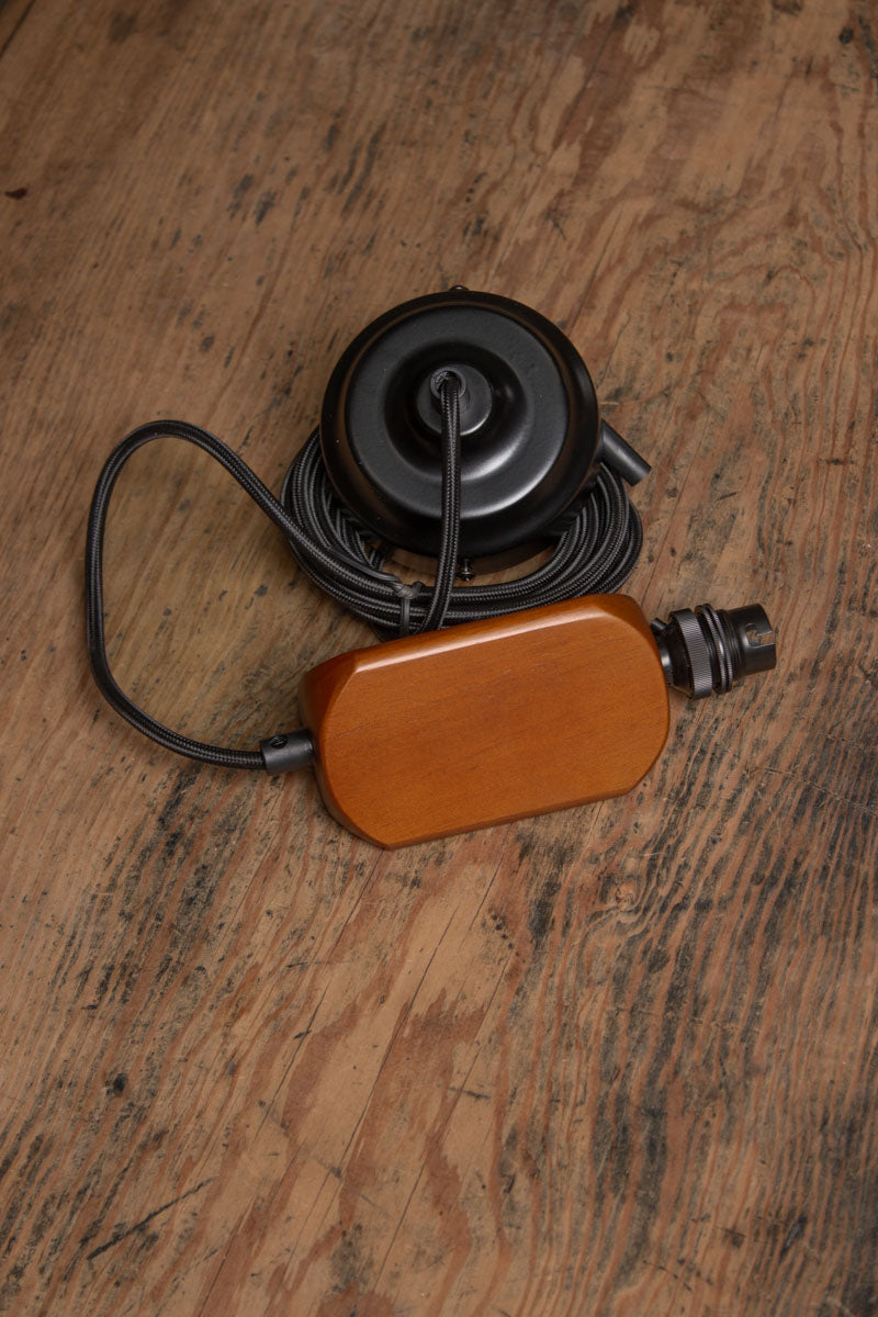 Black Metal Pendant Light | Wooden Dome Block Pendant – Fat Shack Vintage