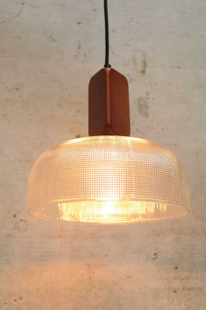 Chapman Glass Woodtop Pendant — Fat Shack Vintage