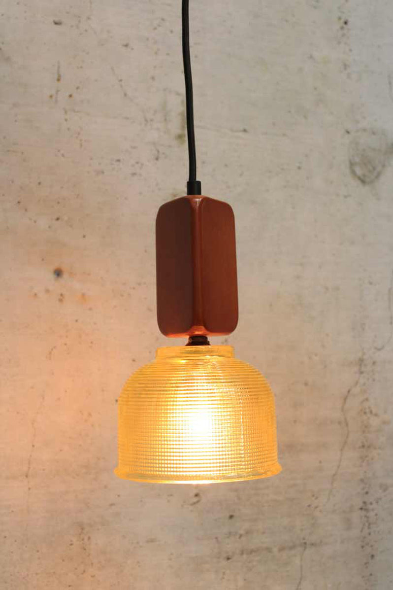 Chapman Glass Woodtop Pendant — Fat Shack Vintage