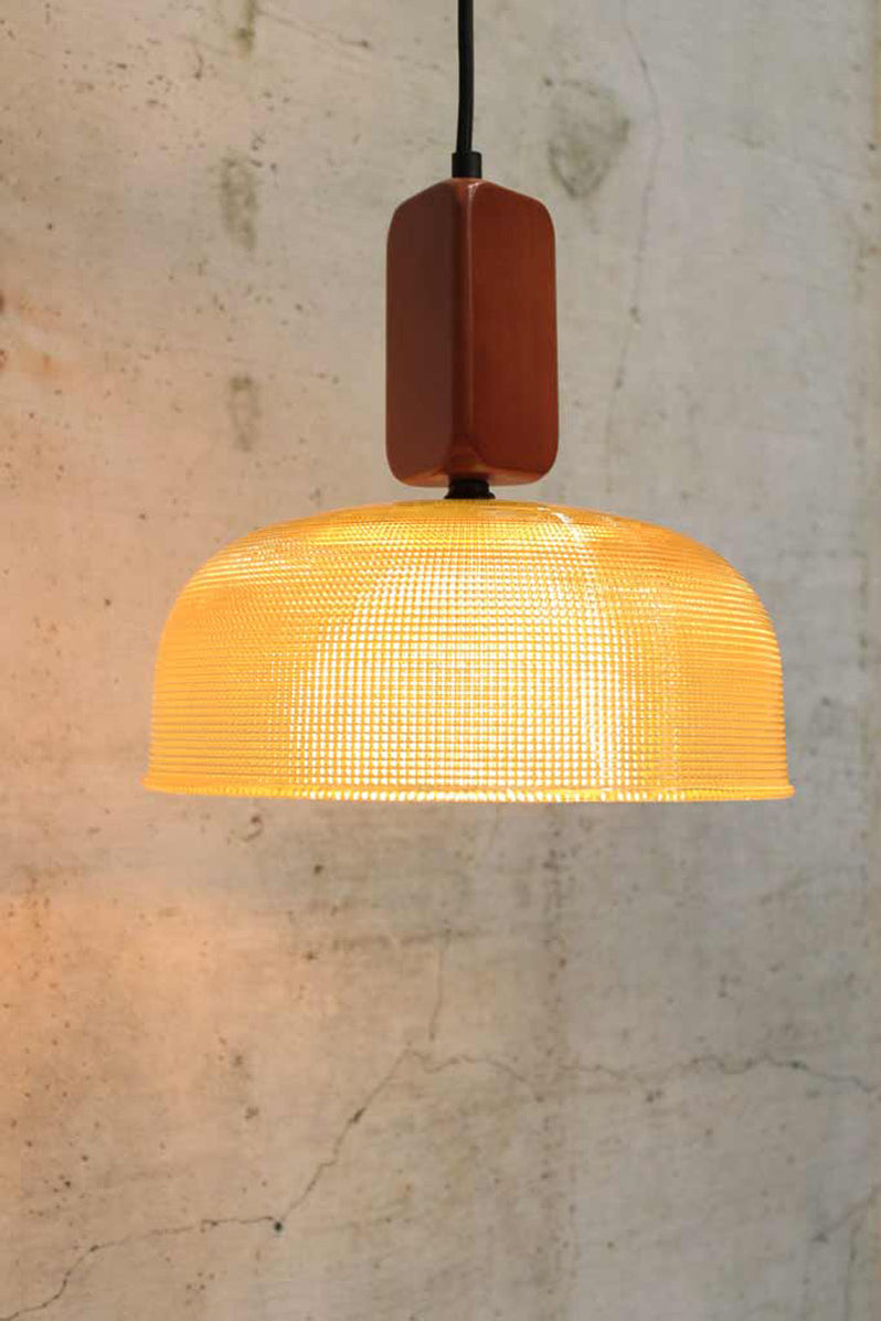 Chapman Glass Woodtop Pendant — Fat Shack Vintage