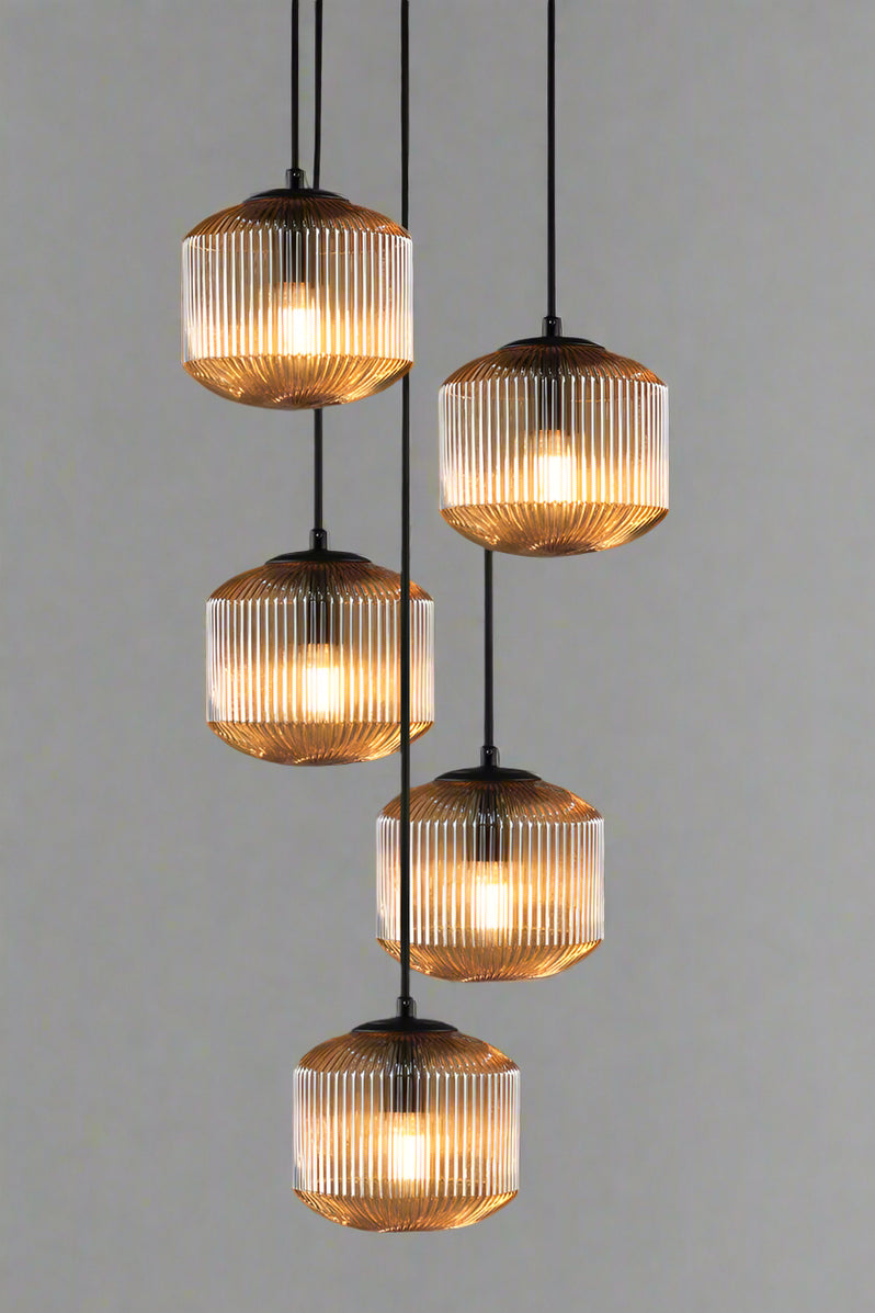 Steller Reeded Glass Multi Drop Pendant — Fat Shack Vintage