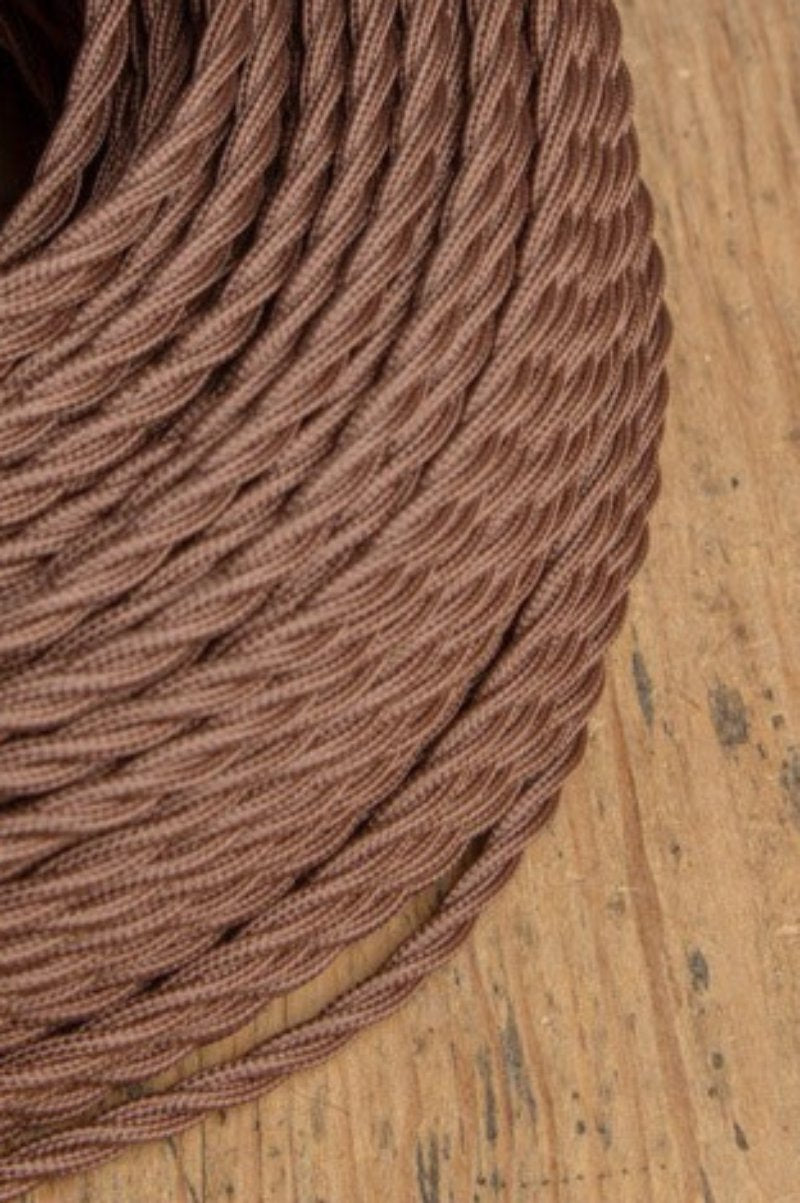 Dark Brown Twisted Braided Light Cord - 3 Core Insulated Cable | Online ...