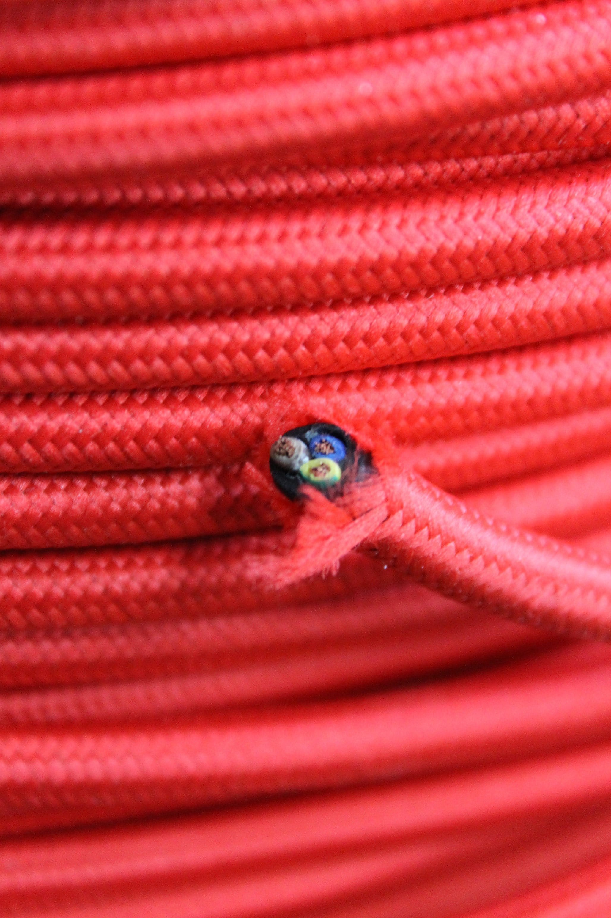 Red Braided Light Cord - 3 Core Insulated Cable | Extra Safe PVC Double ...