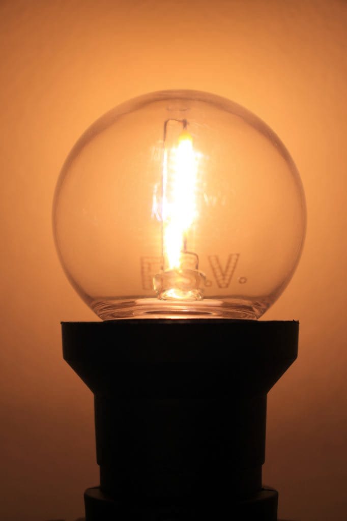 0.5W E27 24V AC/DC Filament LED G45 Round 2200K Bulb Shatterproof — Fat ...