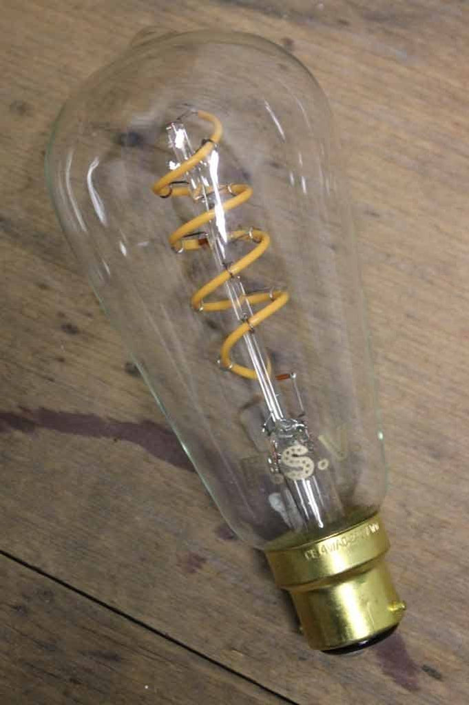 5W B22 Filament LED Spiral ST64 Teardrop 2200K Bulb Dimmable — Fat ...
