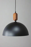 Black Metal Pendant Light | Wooden Dome Block Pendant — Fat Shack Vintage